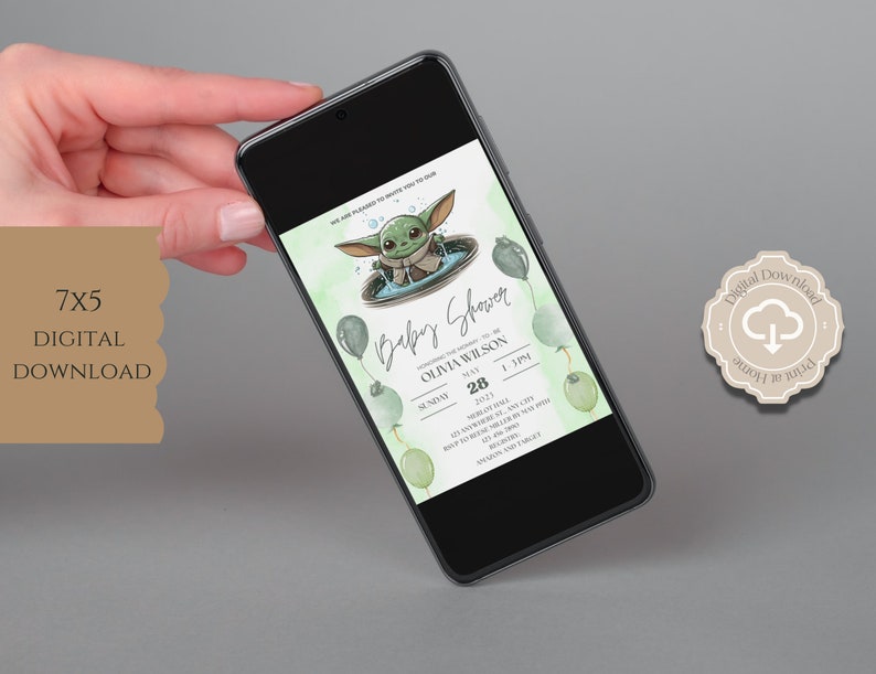 Star Wars Baby Shower, Grogu Baby Shower Invitation, Baby Yoda Invite ...