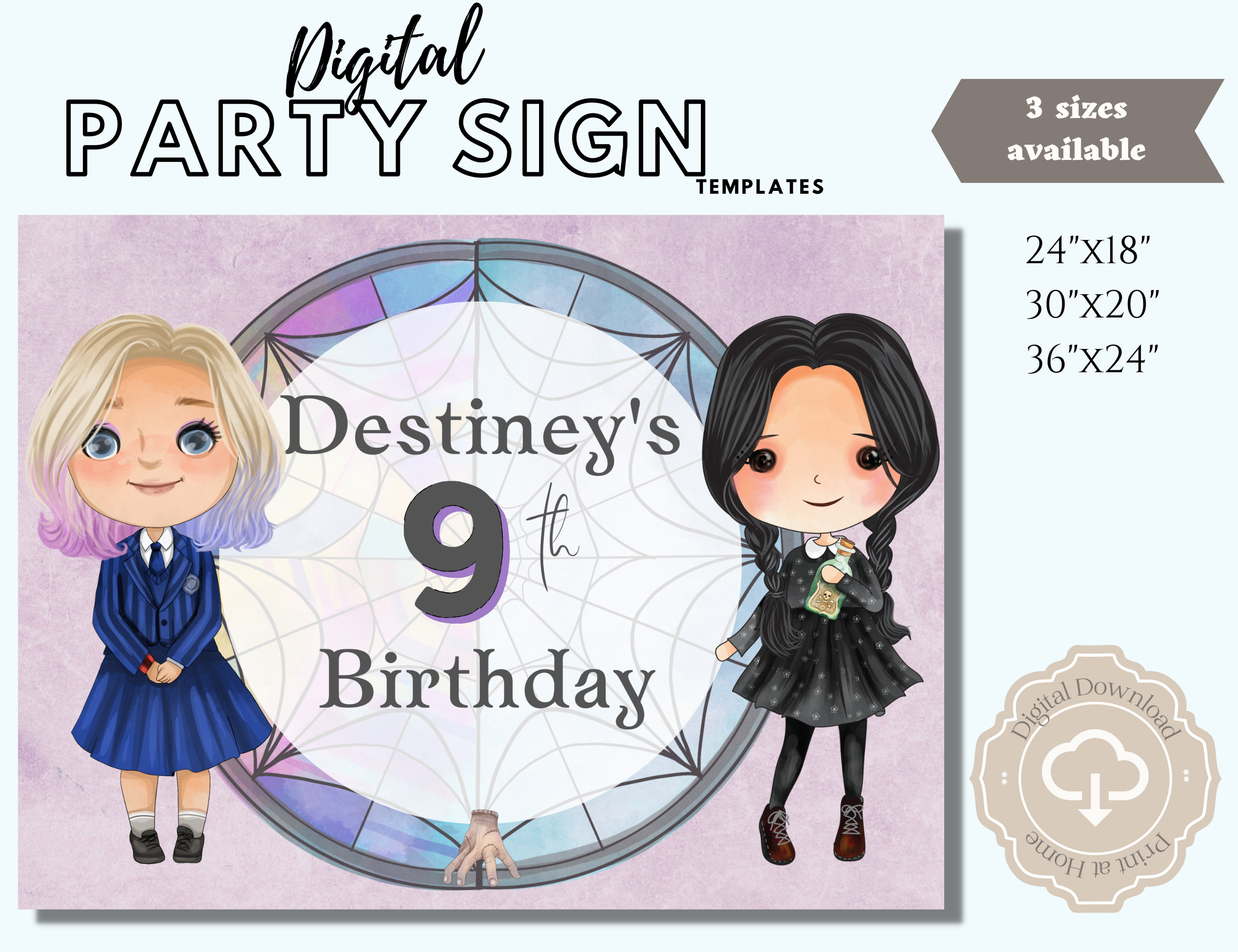 Wednesday & Enid Sign Birthday, Digital Download, Addams Family Digital ...