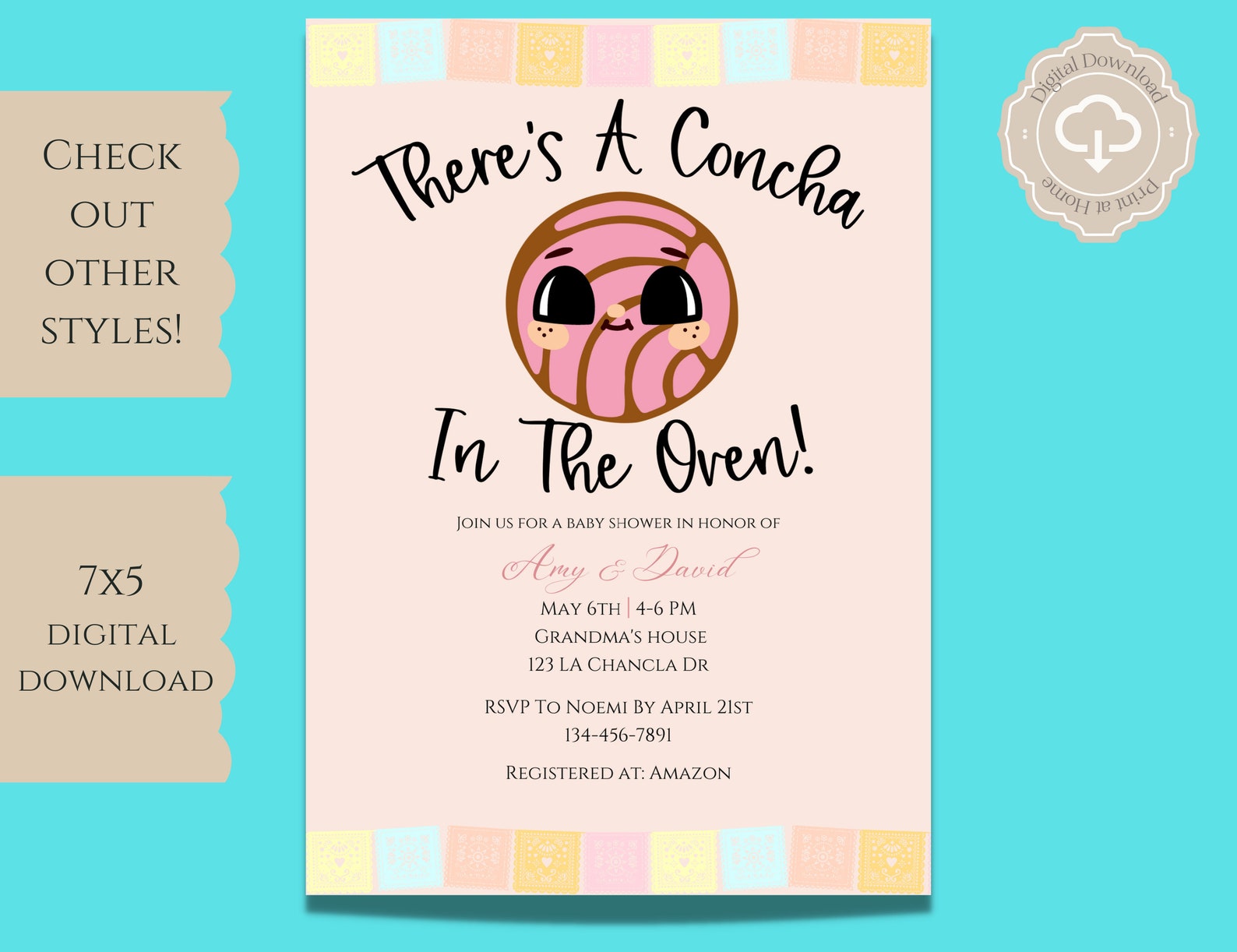 Concha Baby Shower Green, Concha Baby Shower Invitation, Concha in the ...