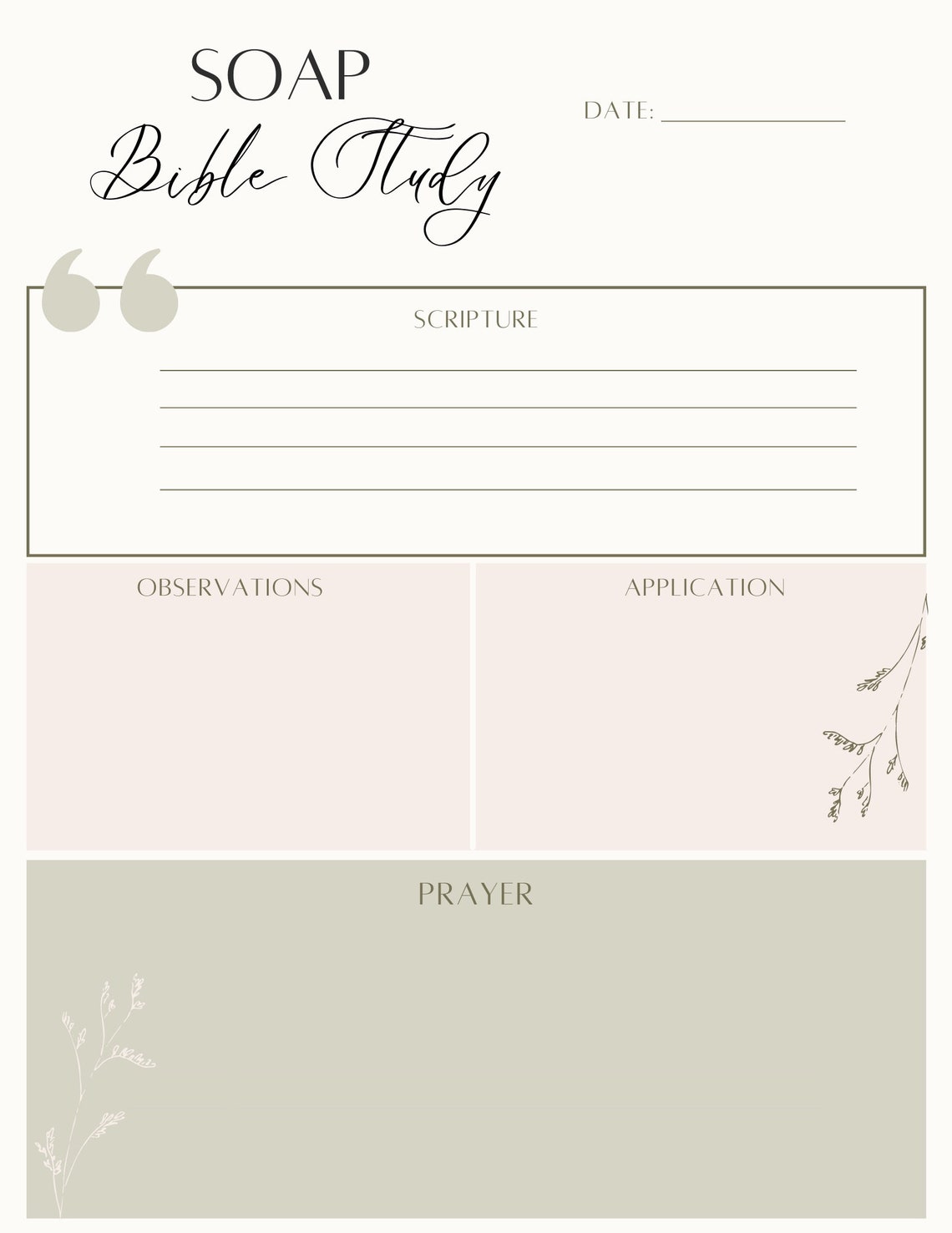 SOAP Bible Study Printable | SOAP Worksheet | Instant Download - Etsy