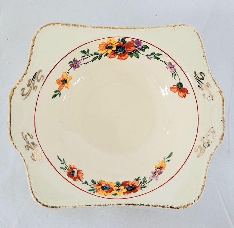 Vintage China Harker Pottery 1840 Square Serving Bowl With Yellow and ...