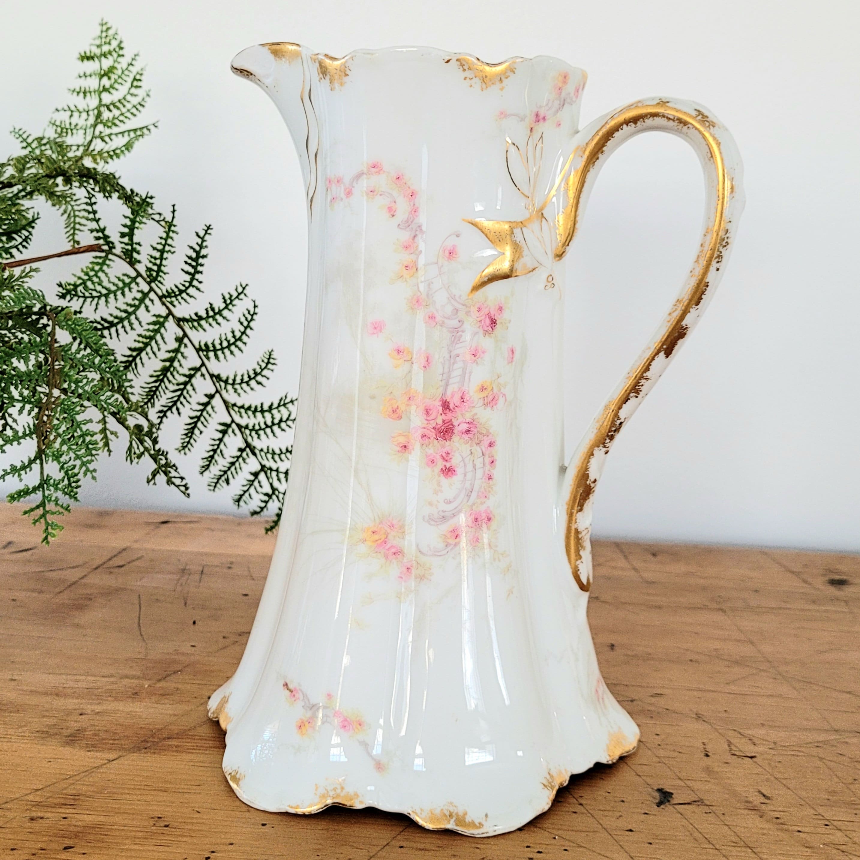 Vintage Haviland & Co. Schleiger Pattern Ceramic Floral Pitcher - Etsy