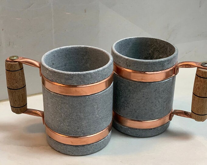 Coffee Mug Made of Stone With a Copper Handle - Etsy