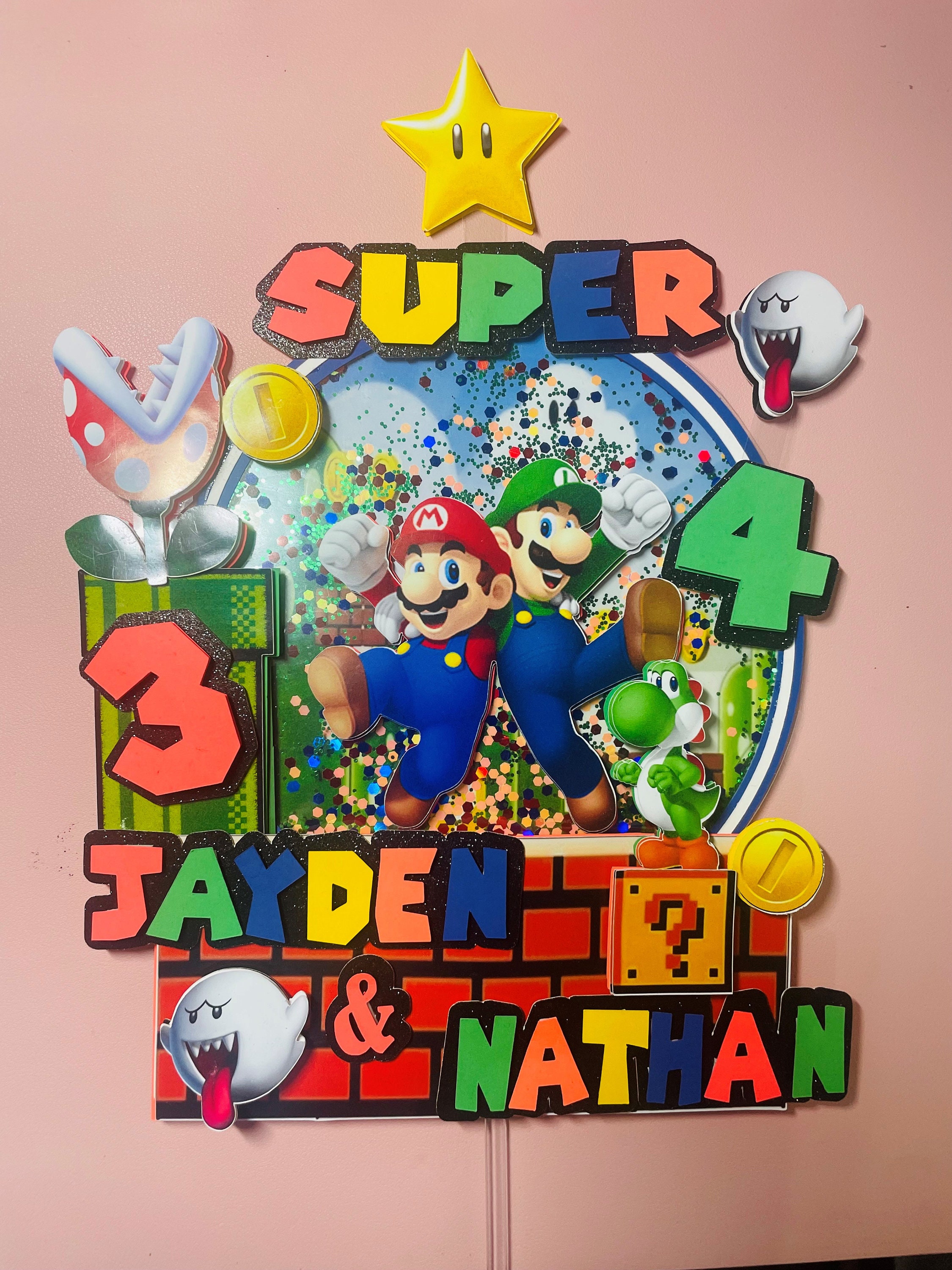 Cake Topper Shaker, Super Mario, Birthday, Centerpiece, - Etsy