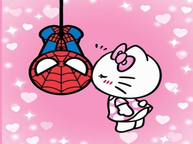 Hello Kitty Kissing Spiderman 20oz Tumbler - Etsy
