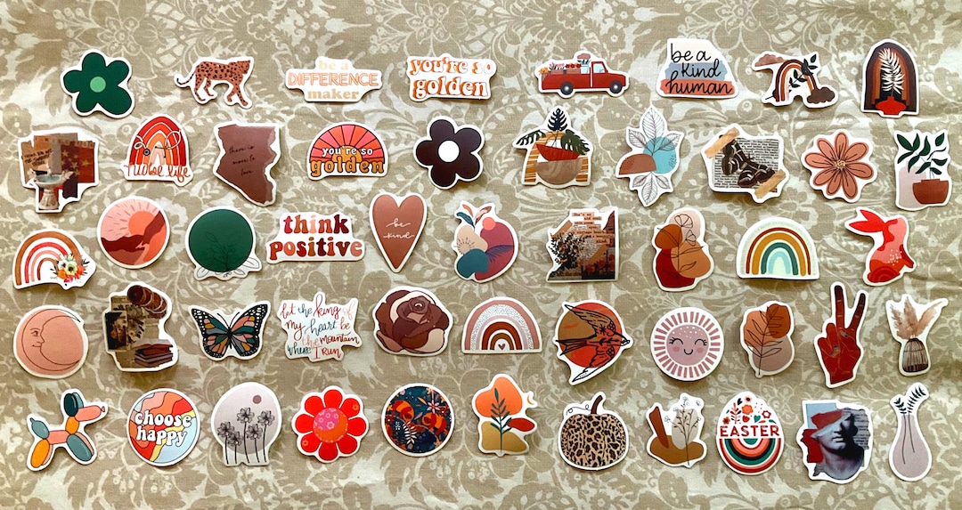 50 Pcs Assorted Boho Stickers, Bohemian Stickers, Boho Sticker Pack ...