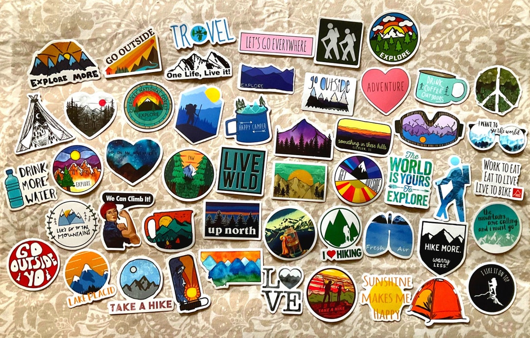 50 Pcs Assorted Travel Stickers, Camping Stickers, Hiking Stickers ...