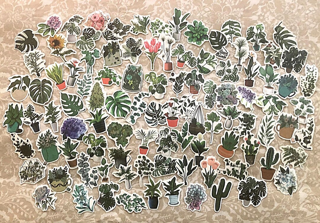 50 Pcs Assorted Plant Stickers, Plant Sticker Packs, Sticker Pack ...