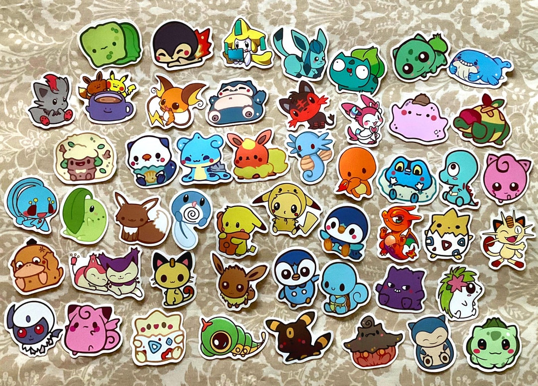 50 Pcs Assorted Cute Pokemon Stickers, Pokemon Stickers, Sticker Pack ...