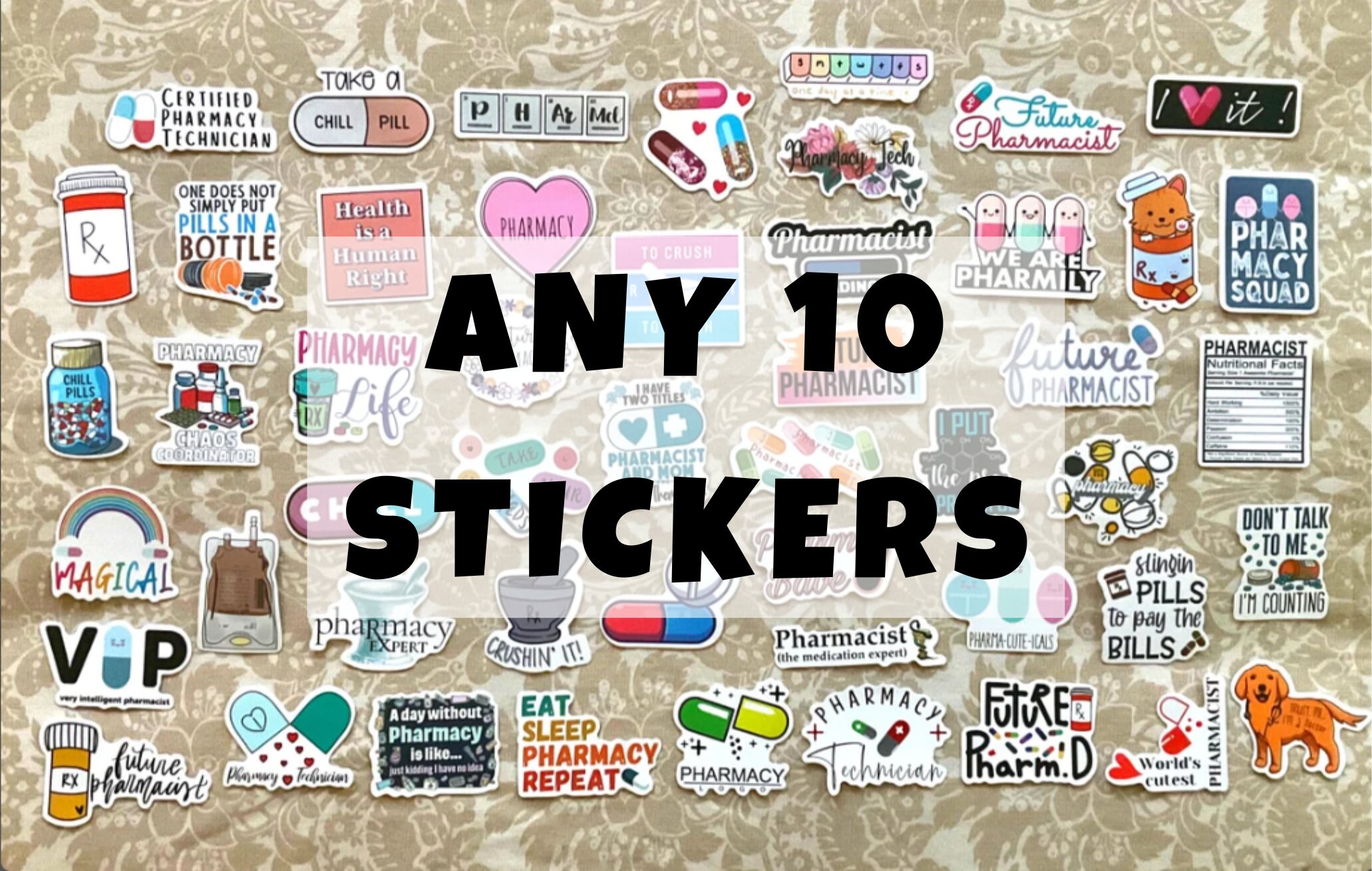 Any 10 Stickers, Choose Your Own Sticker Pack, Pharmacy Stickers ...