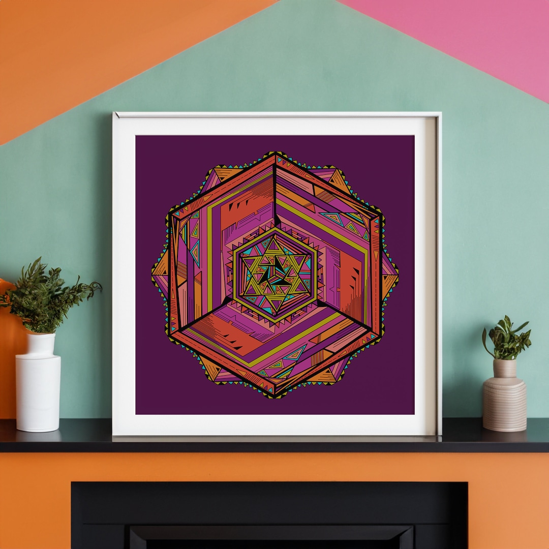 Base3cube 80s Girl Mandala Art Print - Etsy
