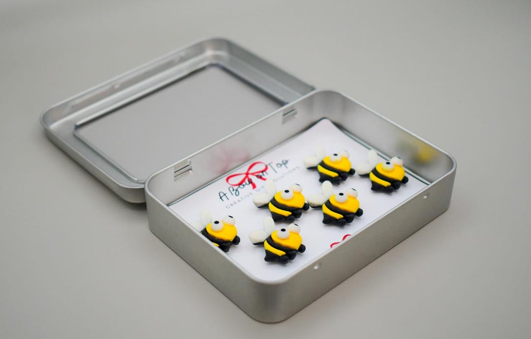 Bee Magnets #2 or Push Pins + Tin Box | Cute Magnets | Fridge Magnets ...