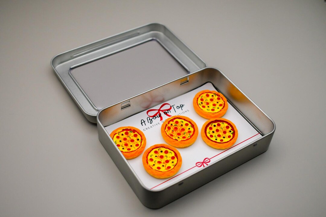 Pizza Magnets + Tin Box | Cute Magnets | Food Magnets | Fridge Magnets ...