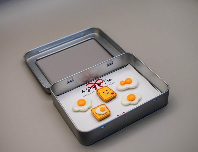 Toast and Eggs Magnets + Tin Box | Cute Magnets | Food Magnets | Fridge ...