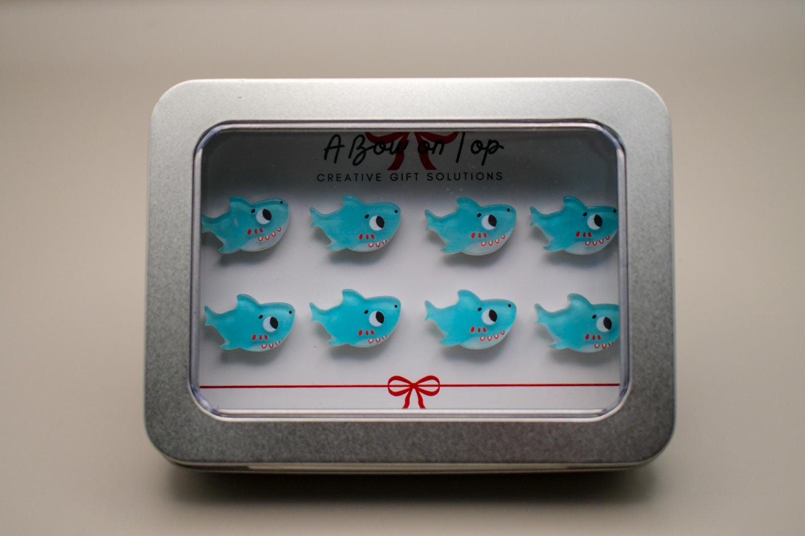 Shark Magnets + Tin Box | Cute Magnets | Animal Magnets | Fridge ...