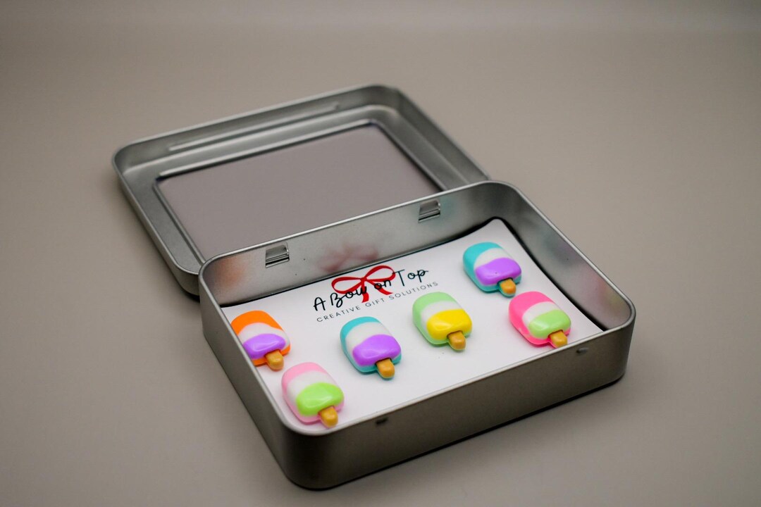 Popsicle Magnets #2 or Push Pins + Tin Box | Cute Magnets | Fridge ...