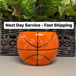 Small Ceramic Basketball Planter, Round Flower Pot, Sports Home Decor ...