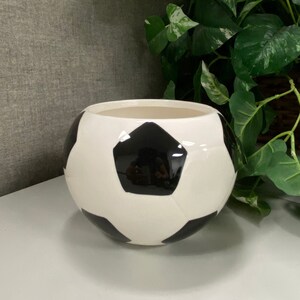 Soccer Ball Ceramic Planter, Sports Fan Flower Pot Bowl, Athletic ...