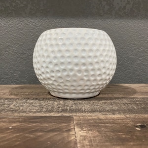 Round Golf Ball Ceramic Planter, White Spherical Display Pot Home Decor ...