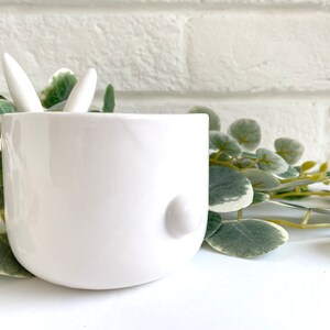 White Rabbit Ceramic Planter, Bunny Flower Pot Home Decor, Easter Ideas ...