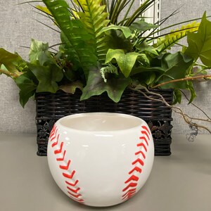 Baseball Ceramic Planter, Softball Flower Pot Bowl for Garden Plants ...