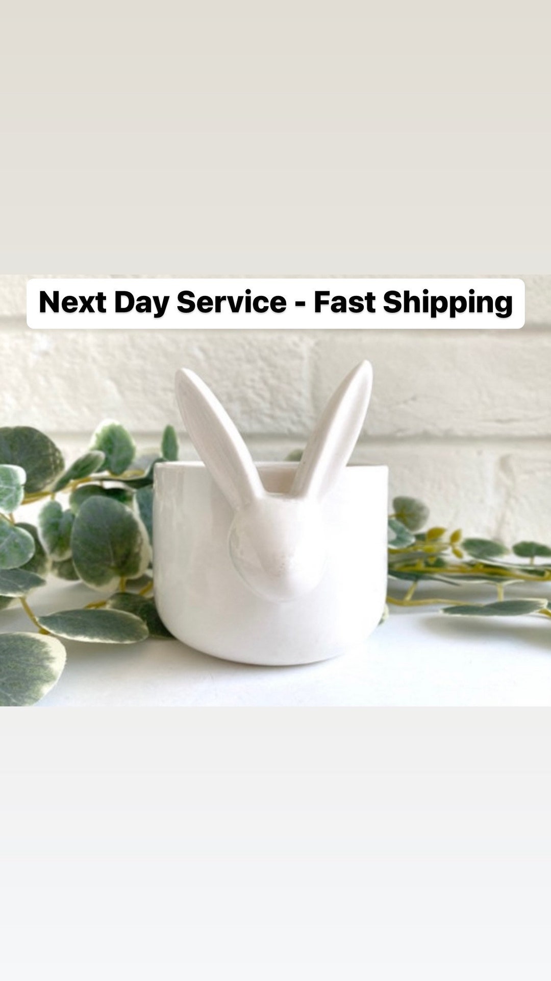 White Rabbit Ceramic Planter, Bunny Flower Pot Home Decor, Easter Ideas ...