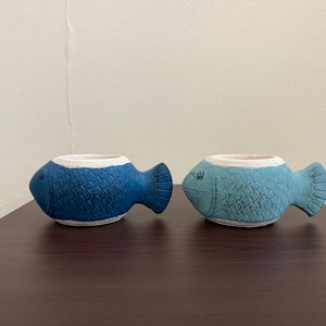 Small Cement Fish Planter, Fish Scales Flower Pot, Coastal Beach House ...