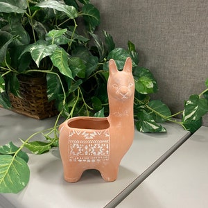 Terra Cotta Llama Ceramic Planter, Brown/tan Animal Flower Pot Vase ...