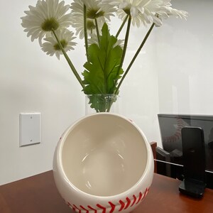Baseball Ceramic Planter, Softball Flower Pot Bowl for Garden Plants ...