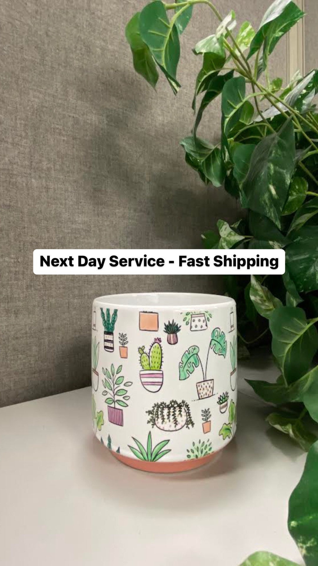 Houseplant Art Ceramic Planter, Plant Person/lover Succulent & Cactus ...