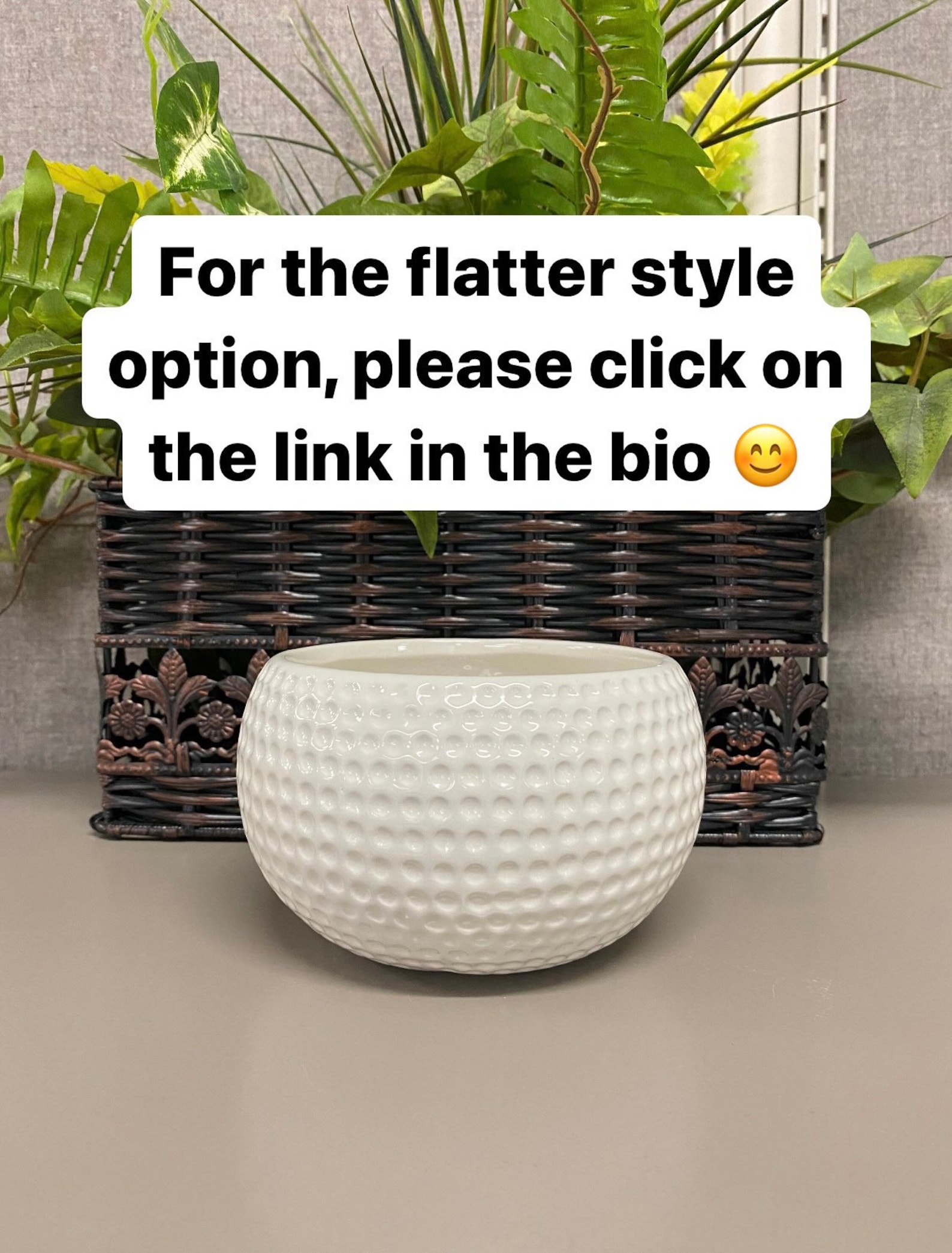Round Golf Ball Ceramic Planter, White Spherical Display Pot Home Decor ...