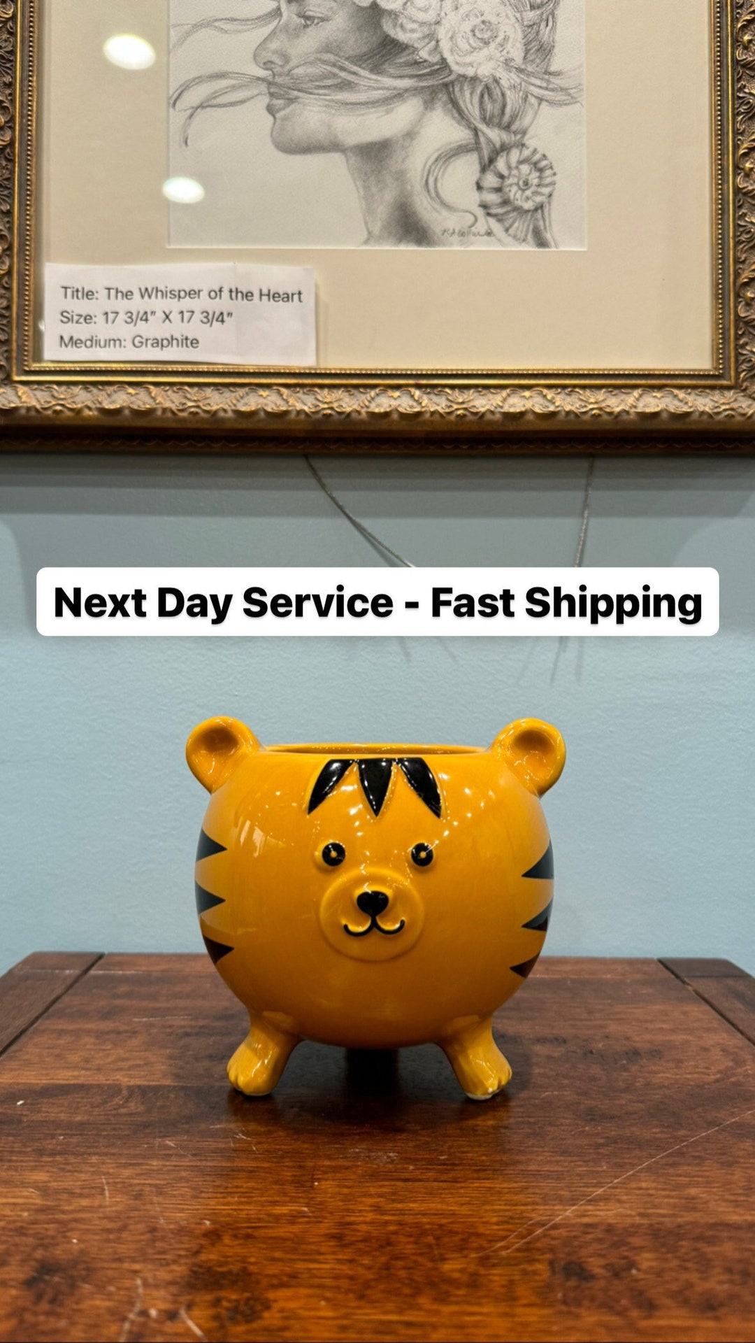 Baby Tiger Face Ceramic Planter, Wild Animal Stripes Flower Pot, Table ...