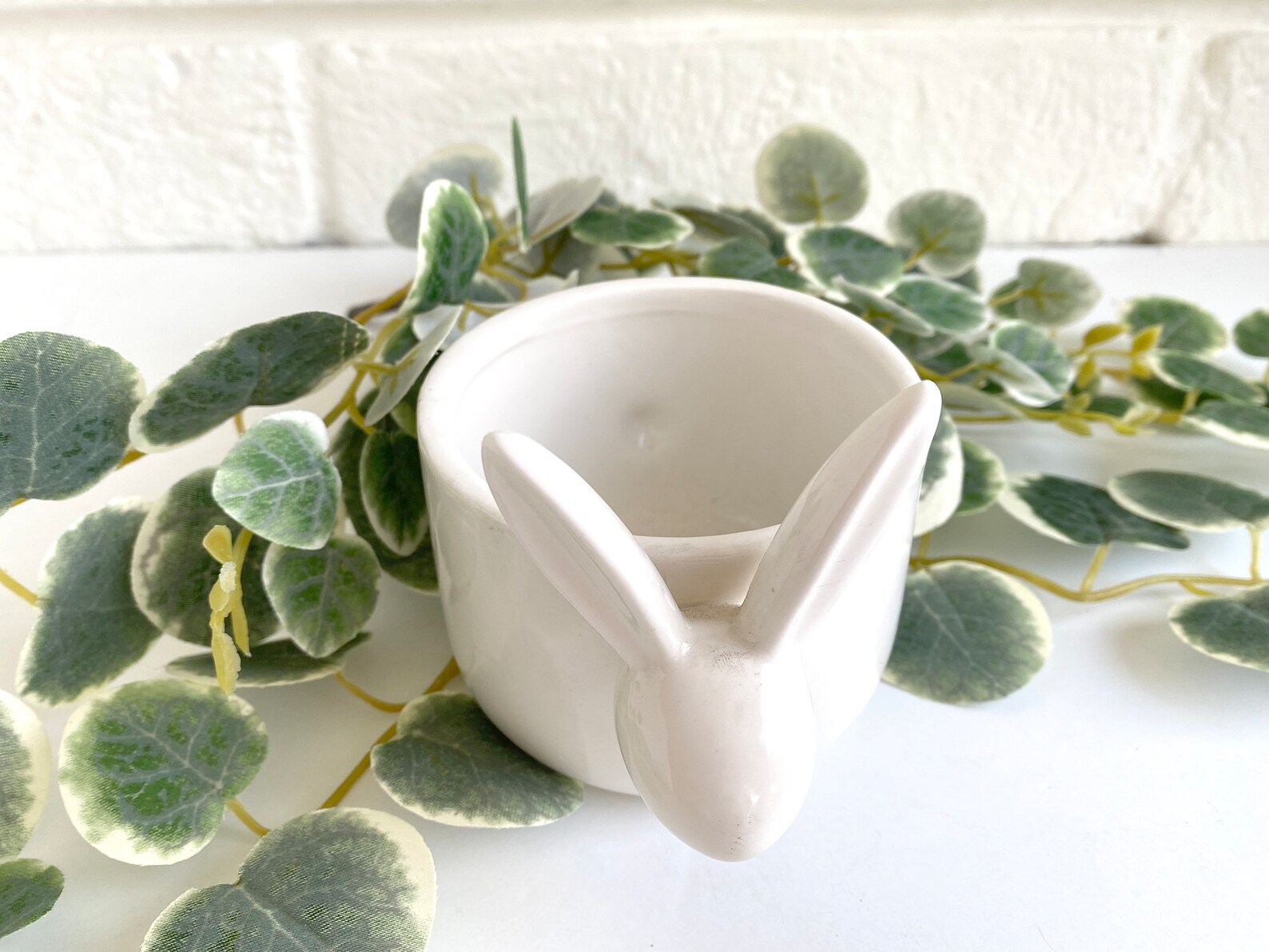 White Rabbit Ceramic Planter, Bunny Flower Pot Home Decor, Easter Ideas ...