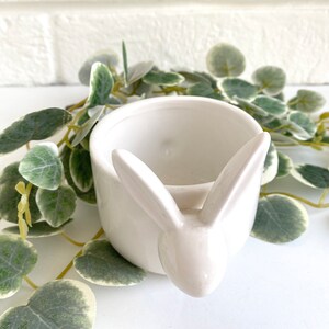 White Rabbit Ceramic Planter, Bunny Flower Pot Home Decor, Easter Ideas ...