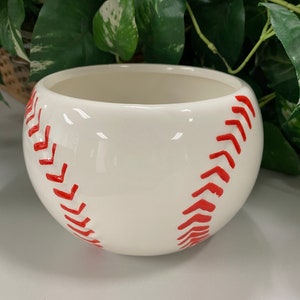 Baseball Ceramic Planter, Softball Flower Pot Bowl for Garden Plants ...