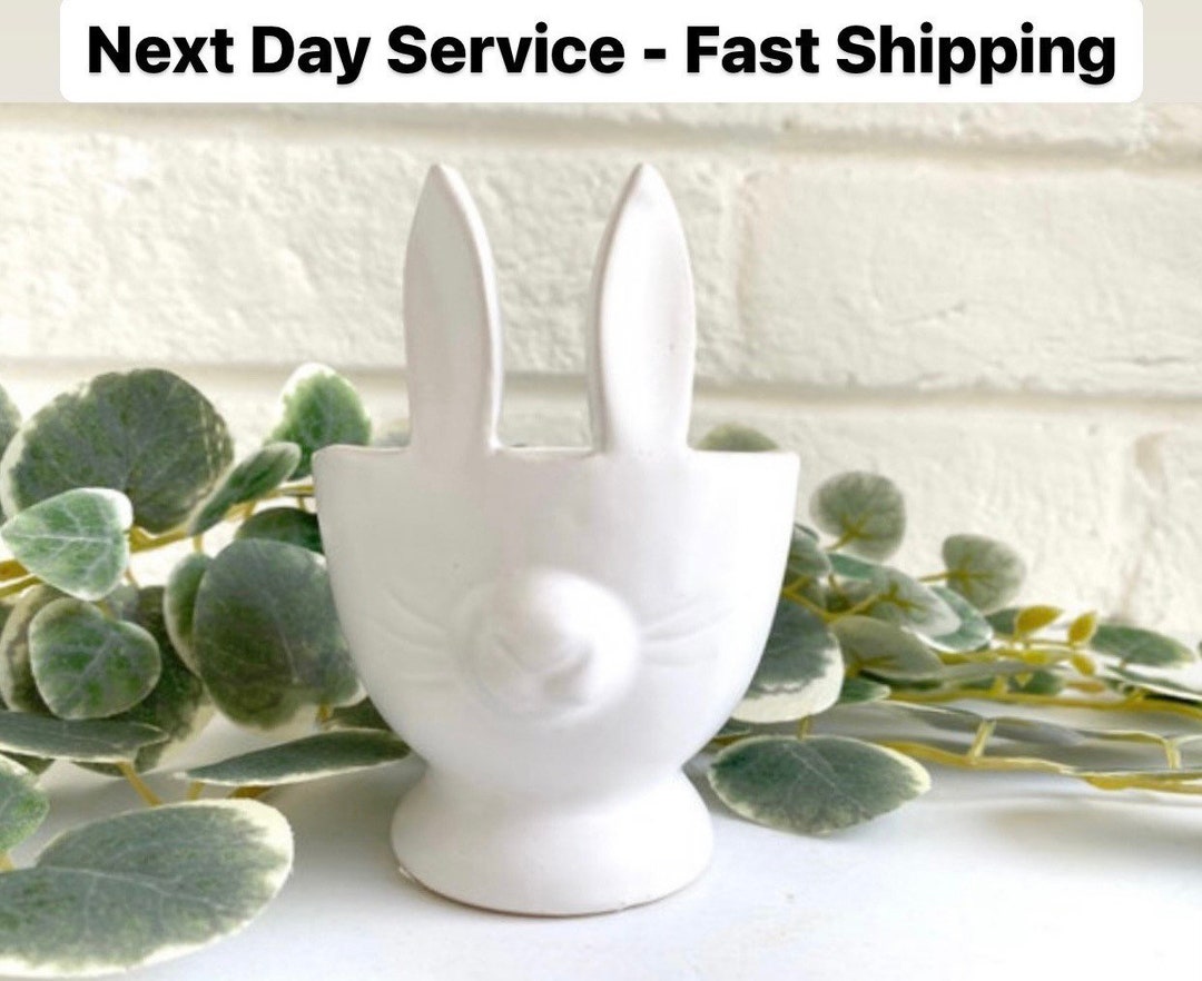 Easter Bunny Pot, Rabbit Ceramic Flower Planter, Egg Holder Home Decor ...