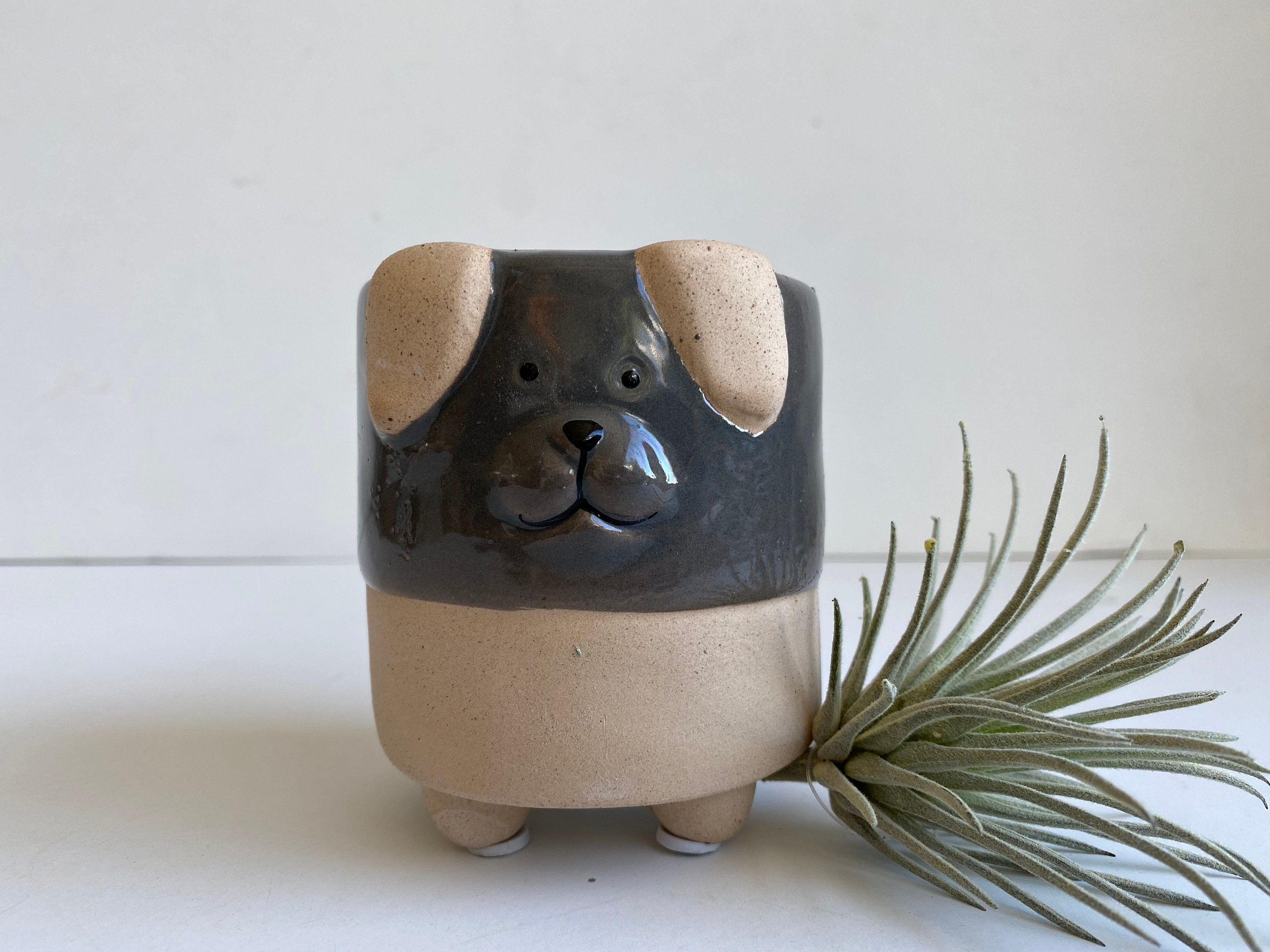 Puppy Dog Planter Cute Pup Ceramic Flower Pot Round Pottery - Etsy