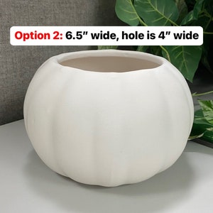 WHITE Pumpkin Planter, Ceramic Round Pumpkin Flower Pot, Halloween ...