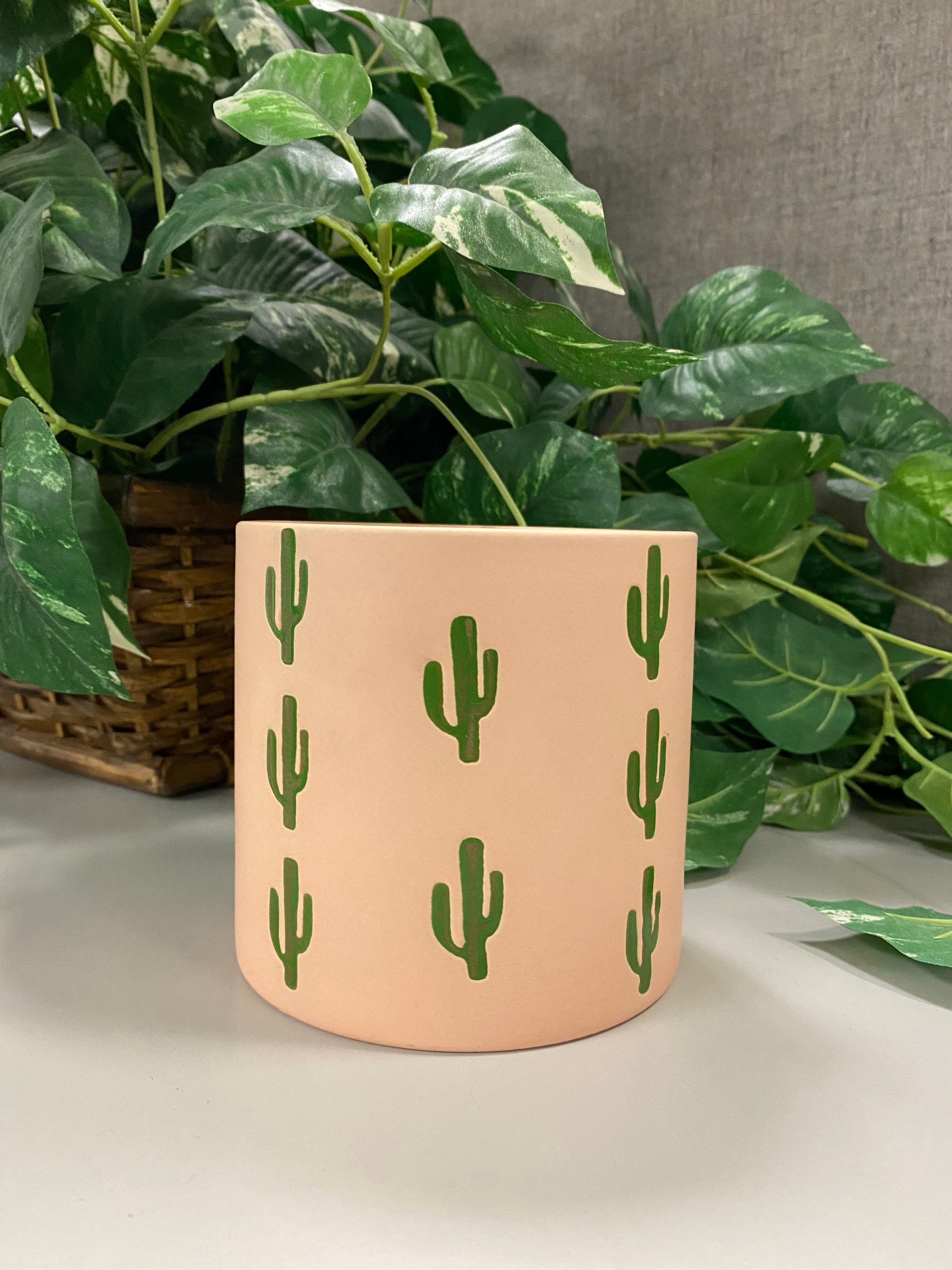 Cactus All-around Ceramic Planter, Terra Cotta Arizona Sonora Desert ...