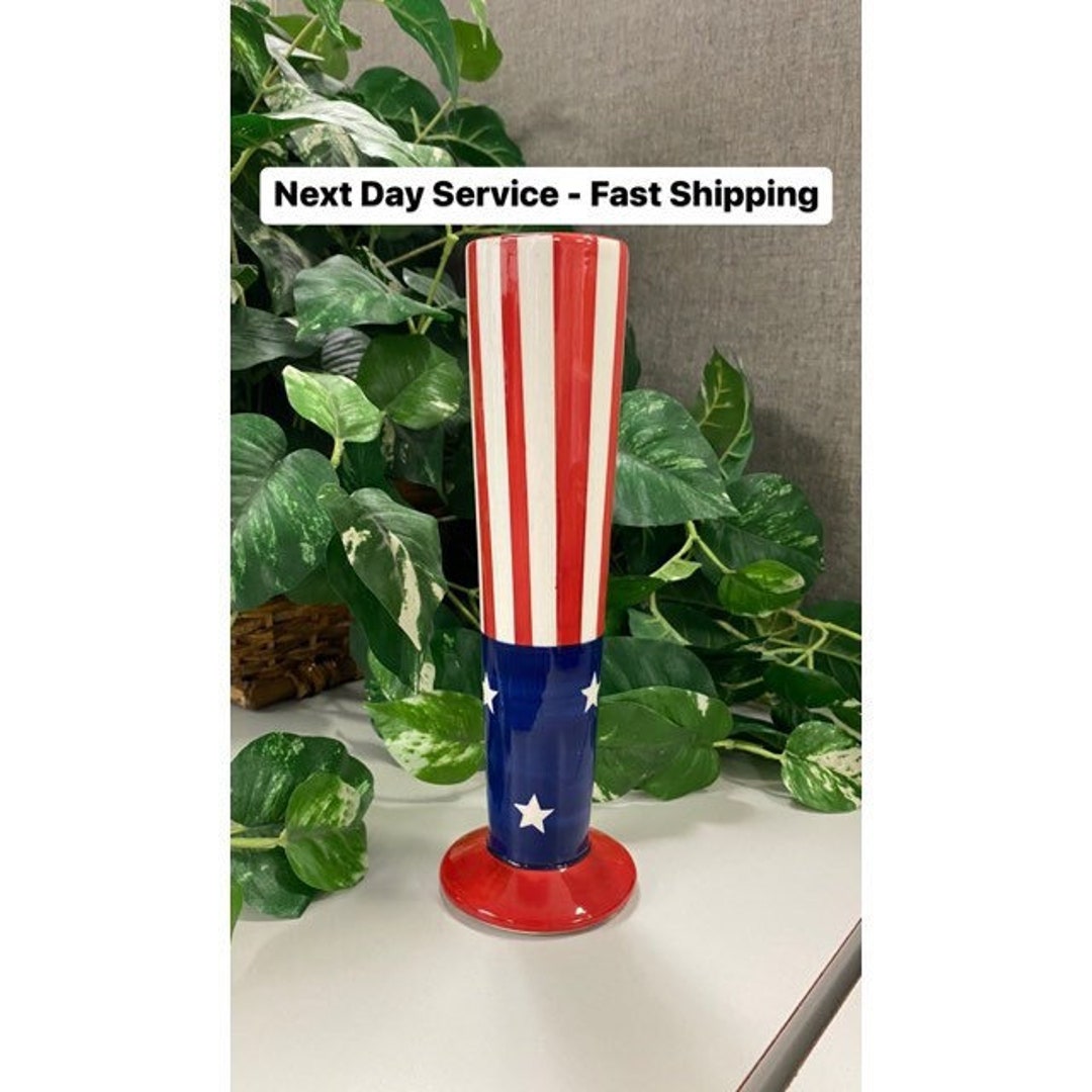Uncle Sam Hat Bud Vase, USA Patriotic Flower Pot, American Flag Planter ...