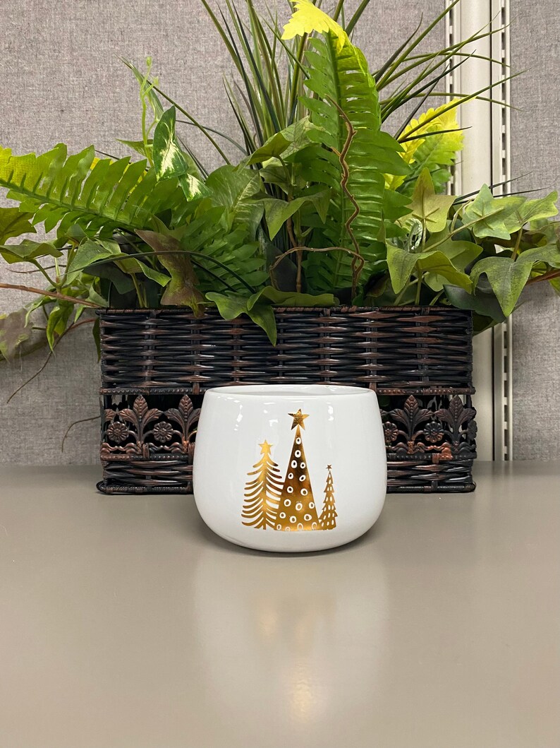 Gold Christmas Tree Planter 3 Shiny Xmas Tree Trio Flower - Etsy