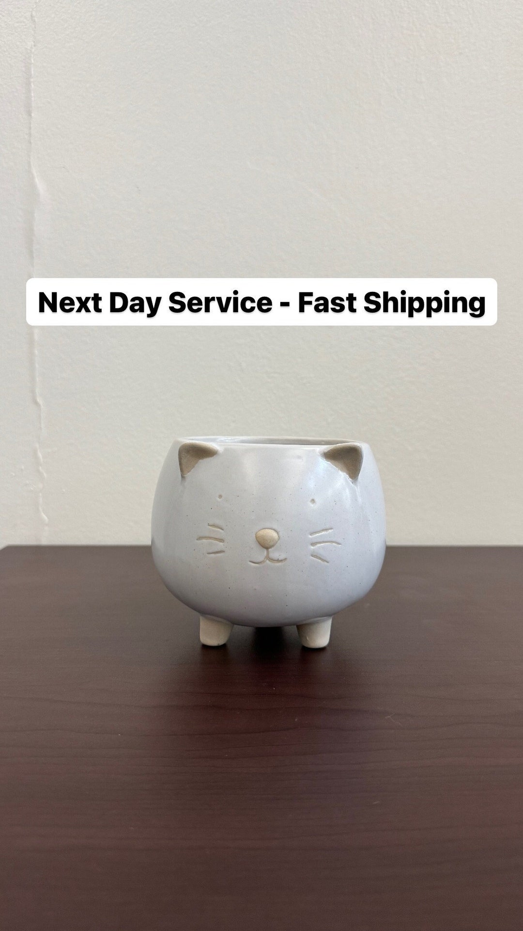 Round Cat Ceramic Planter, Kitty Flower Pot, Kitten Jar Bowl, Feline ...