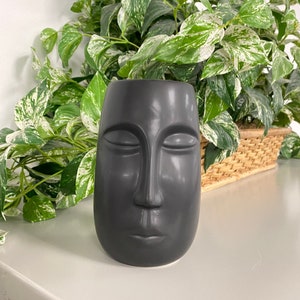 Man Face Ceramic Vase, Olmec Statue Flower Pot, Human Head Planter Home ...