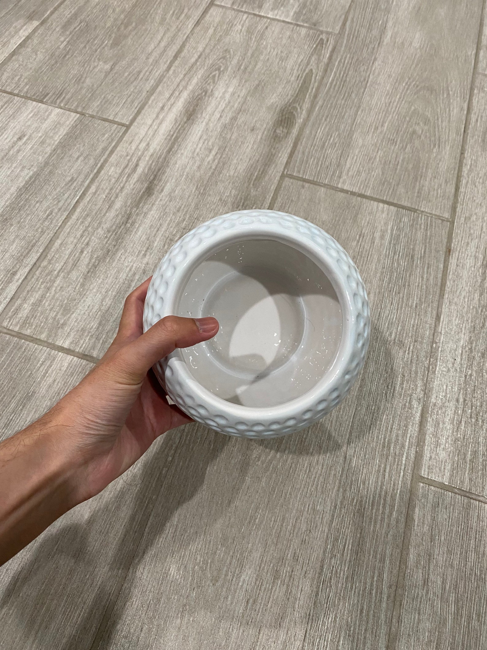 Round Golf Ball Ceramic Planter, White Spherical Display Pot Home Decor ...