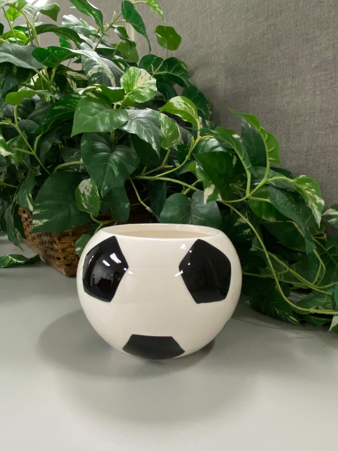 Soccer Ball Ceramic Planter Sports Fan Flower Pot Bowl - Etsy