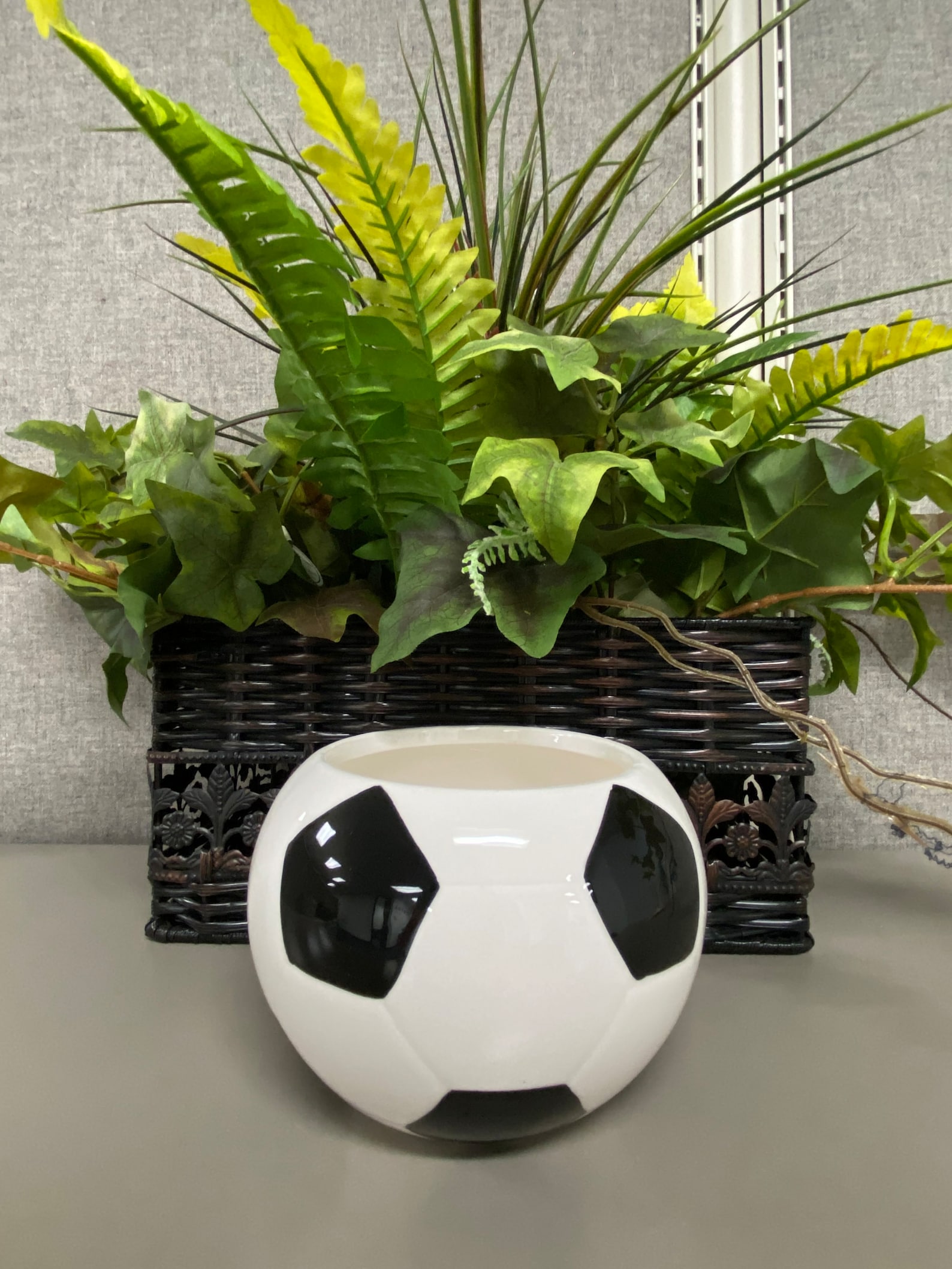 Soccer Ball Ceramic Planter, Sports Fan Flower Pot Bowl, Athletic ...