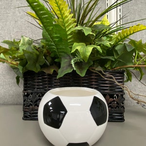 Soccer Ball Ceramic Planter, Sports Fan Flower Pot Bowl, Athletic ...