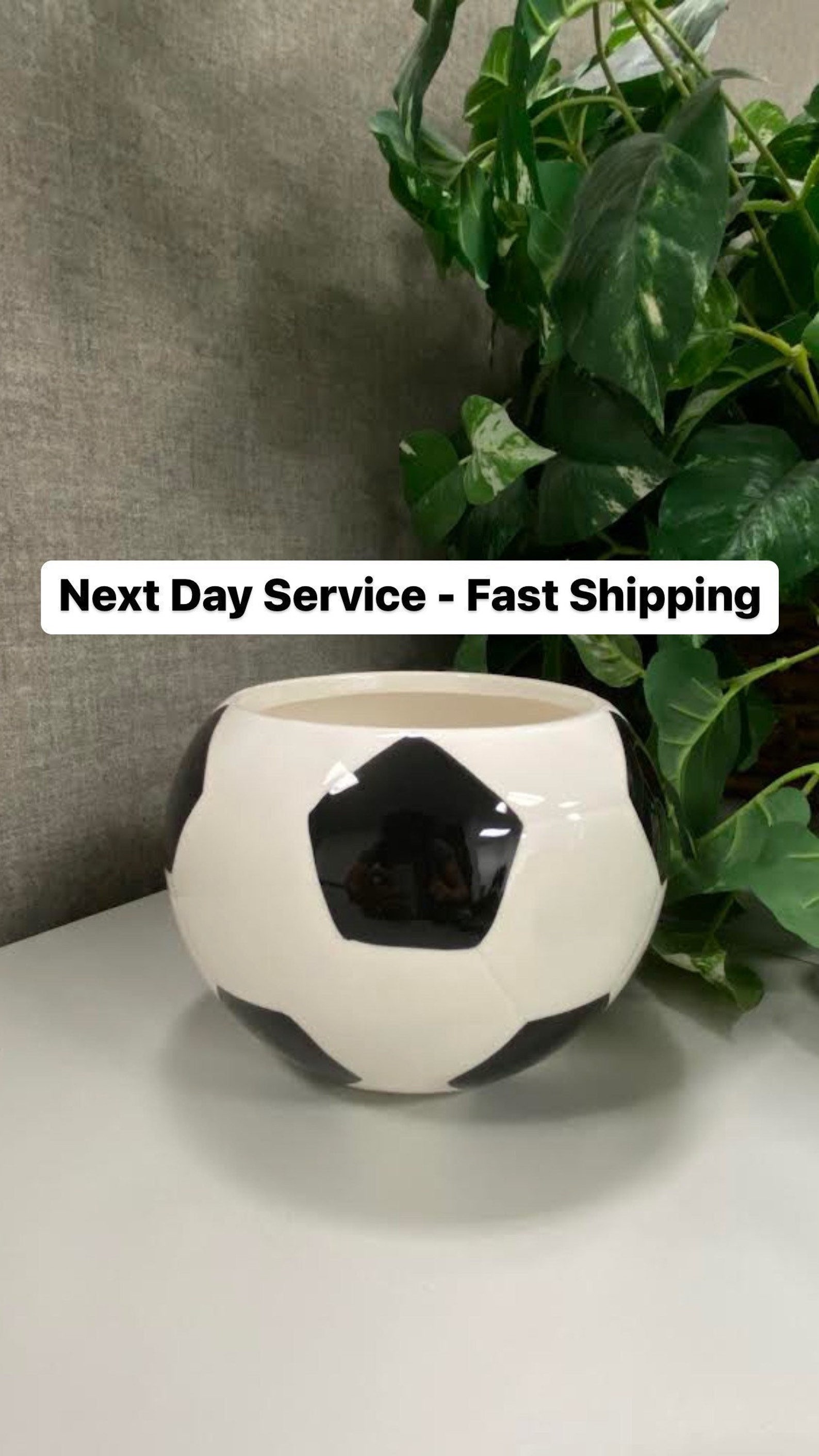 Soccer Ball Ceramic Planter, Sports Fan Flower Pot Bowl, Athletic ...