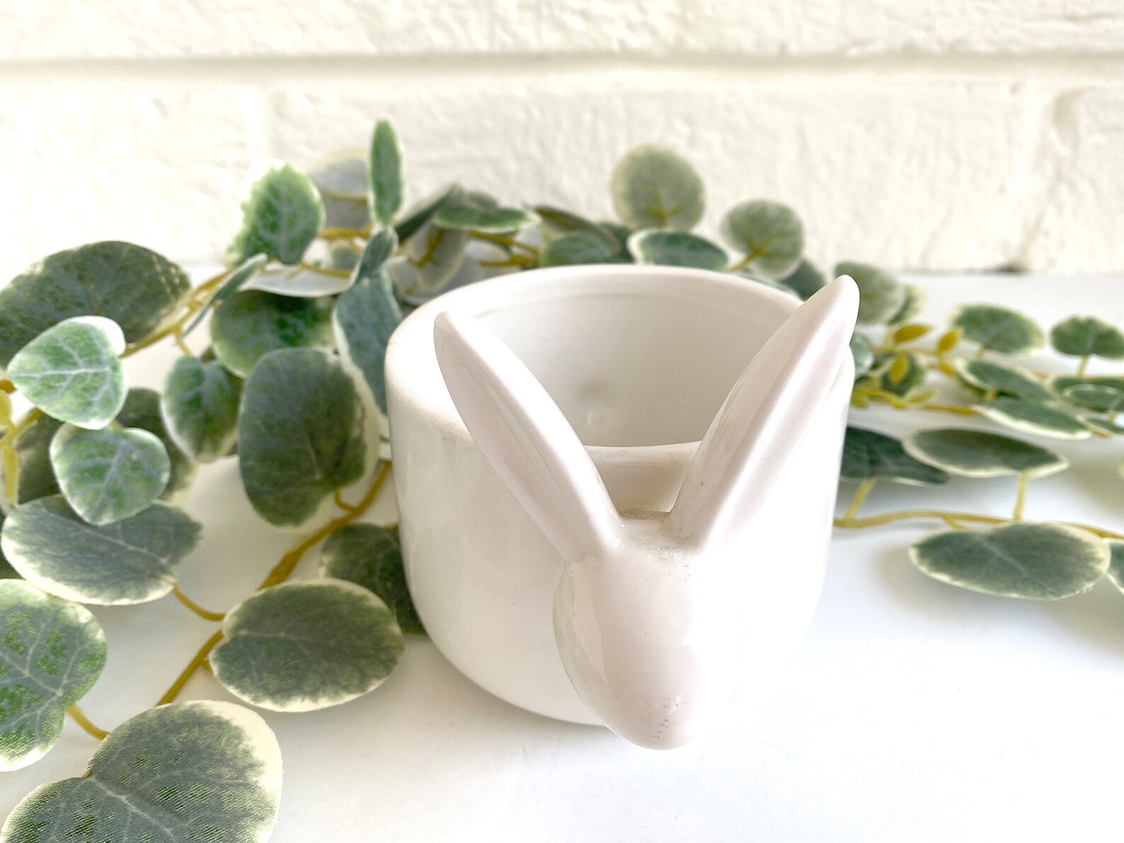 White Rabbit Ceramic Planter, Bunny Flower Pot Home Decor, Easter Ideas ...