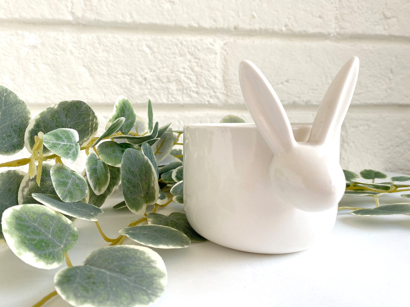 White Rabbit Ceramic Planter, Bunny Flower Pot Home Decor, Easter Ideas ...